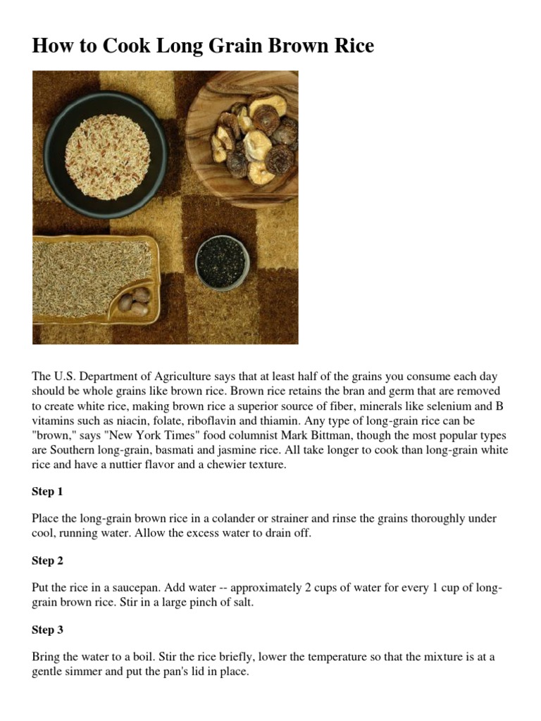 How To Cook Long Grain Brown Rice | PDF | Pressure Cooking | Rice