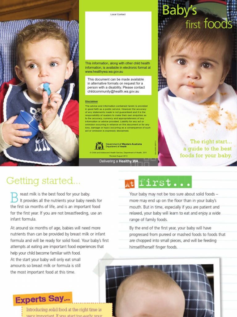 First: The Right Start... A Guide To The Best Foods For Your Baby | PDF ...
