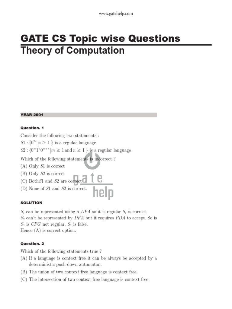 Theory Of Computation Mcqs Pdf Theory Of Computation Regular Expression 5812