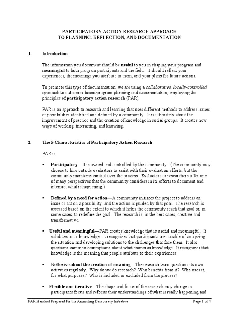 Community-Driven Research Guide | PDF | Participatory Action Research ...