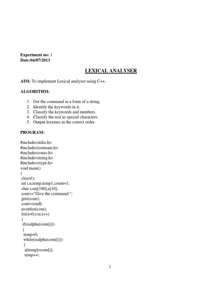 CD Lab Record | PDF | Parsing | Syntax (Logic)