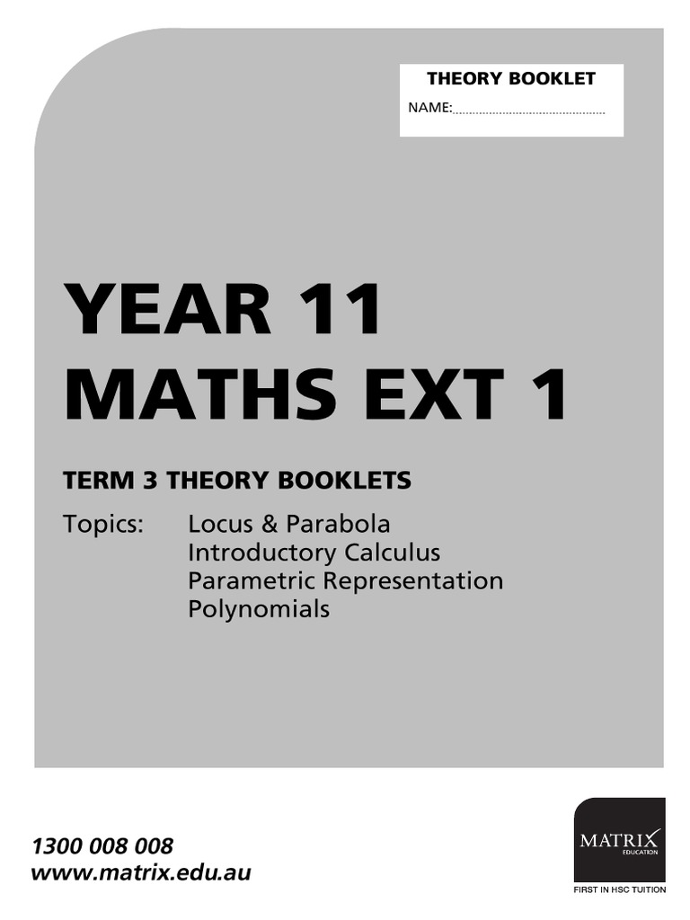 t3 Y11 Maths Ext 1 Theorybook 2013 | PDF | Tangent | Polynomial
