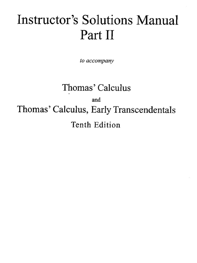 Calculus by Thomas Finney 10th Edition Solution Manual Part II | PDF