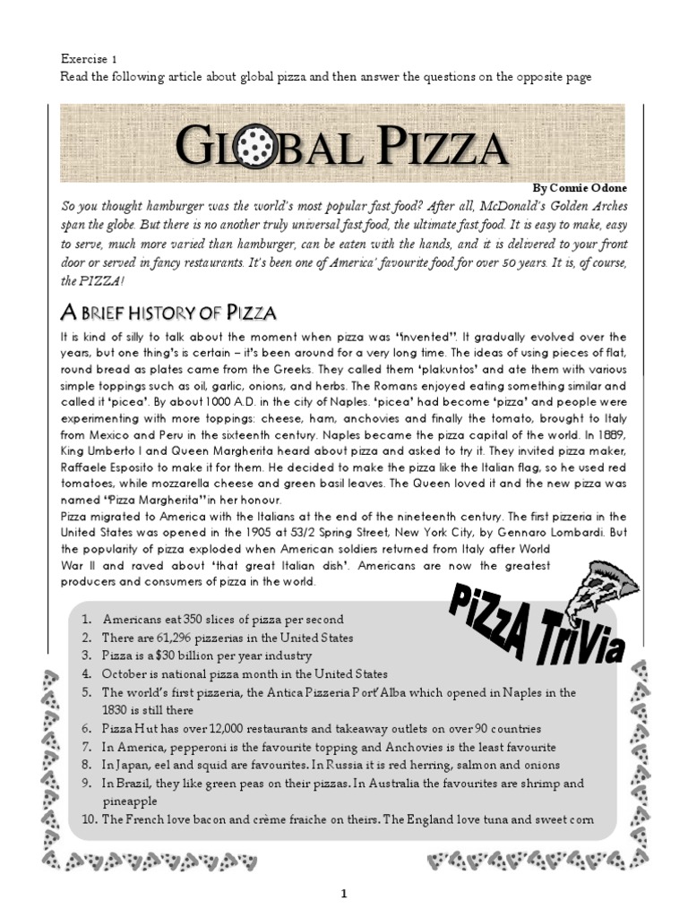Reading Comprehension | PDF | Pizza | Cuisine