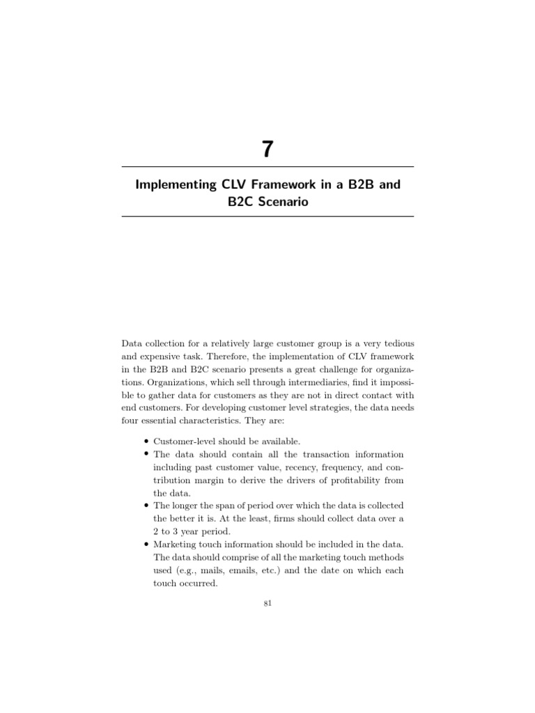 Implementing CLV Framework in A B2B and B2C Scenario | PDF | Marketing ...