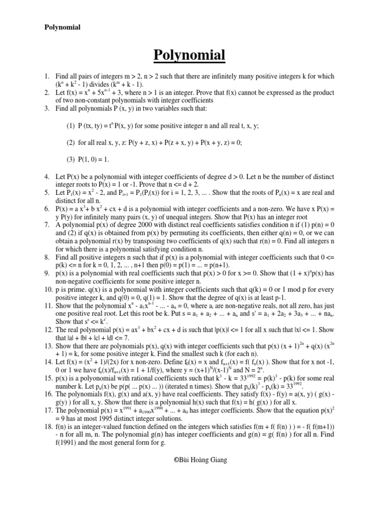 Polynomial | PDF | Polynomial | Number Theory