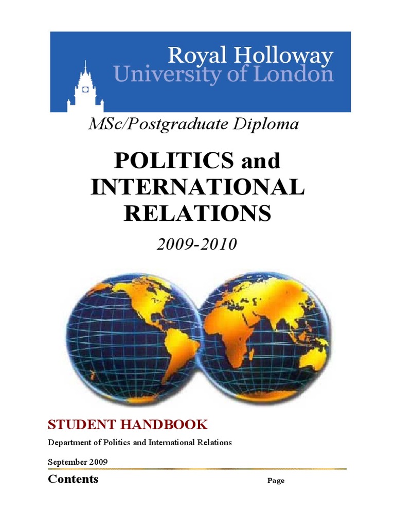 Politics and International Relations: Msc/Postgraduate Diploma | PDF ...