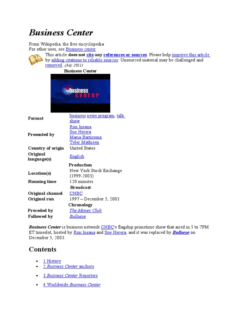 Business Center: CNBC's flagship primetime business news show | PDF ...