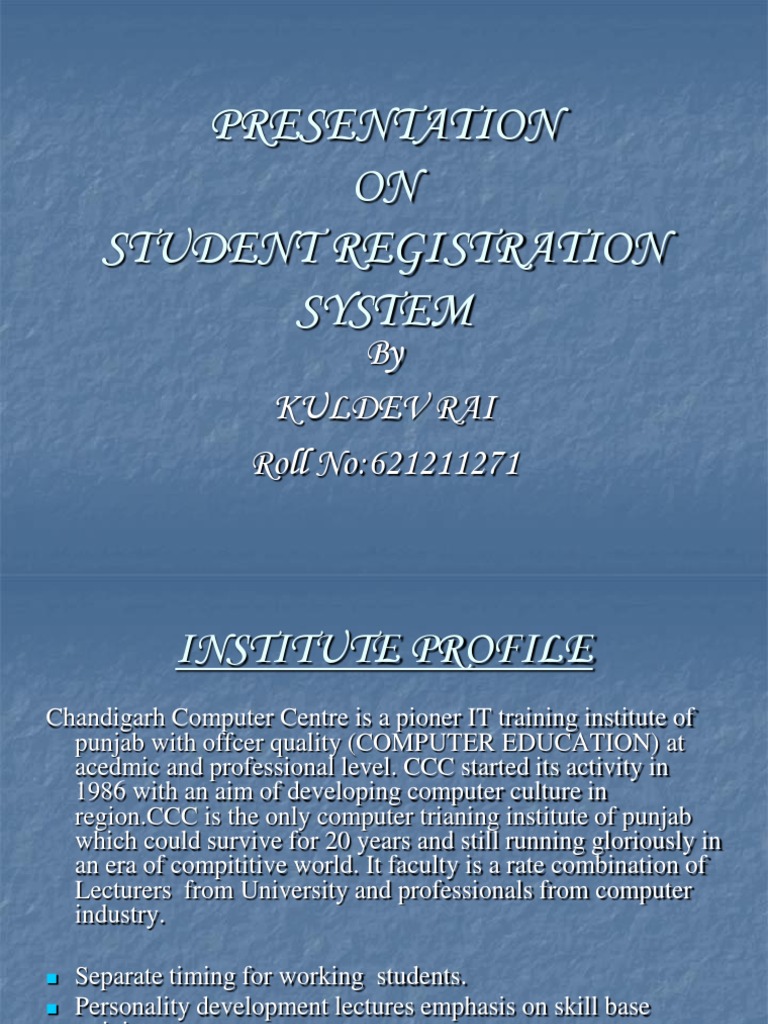 Presentation On Student Registration System | PDF | Authentication ...