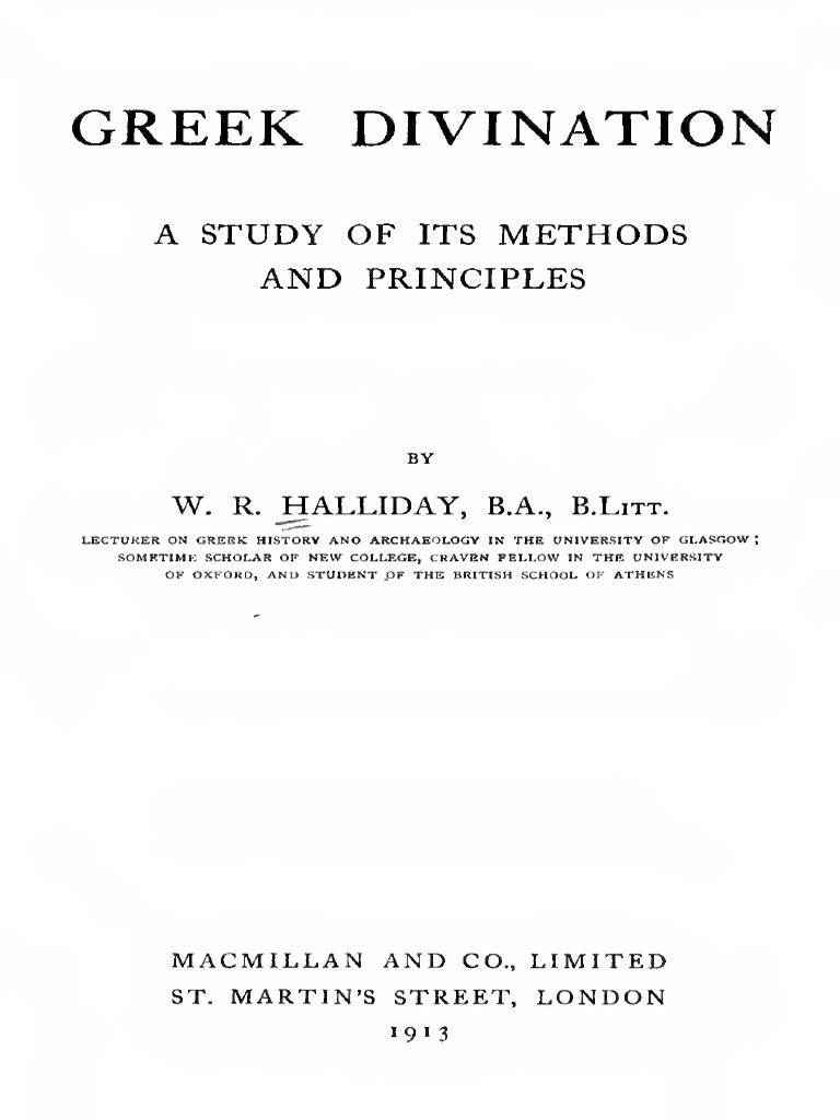 Greek Divination a Study of Its Methods and Principles | Reason ...