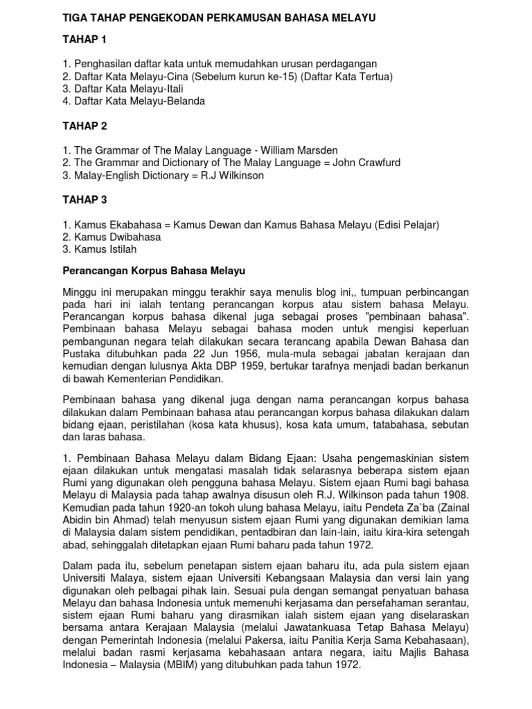 Tiga Tahap Pengekodan Perkamusan Bahasa Melayu | PDF