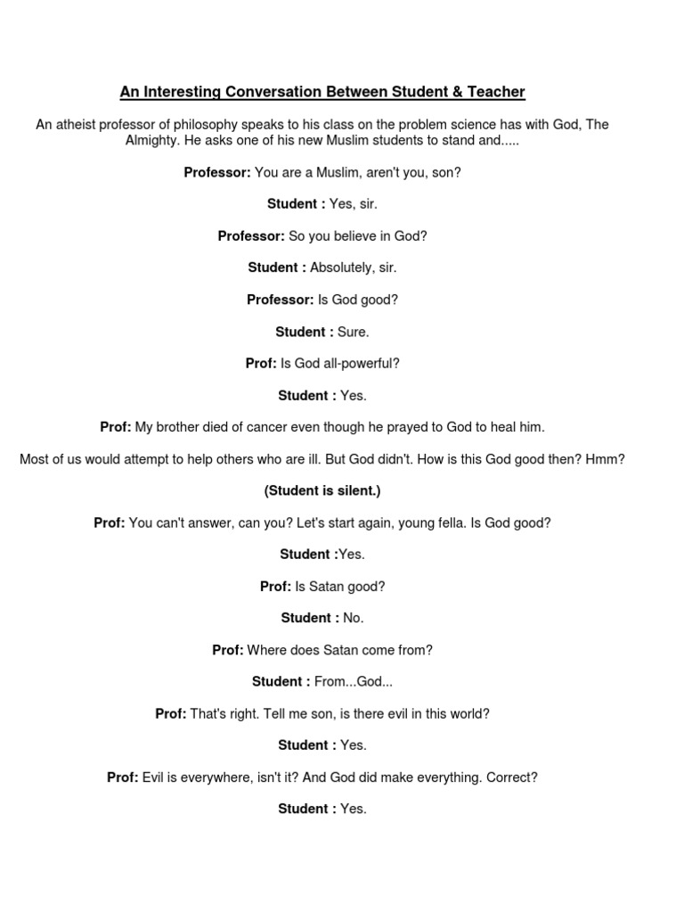 An Interesting Conversation Between Student | PDF | Professor | God