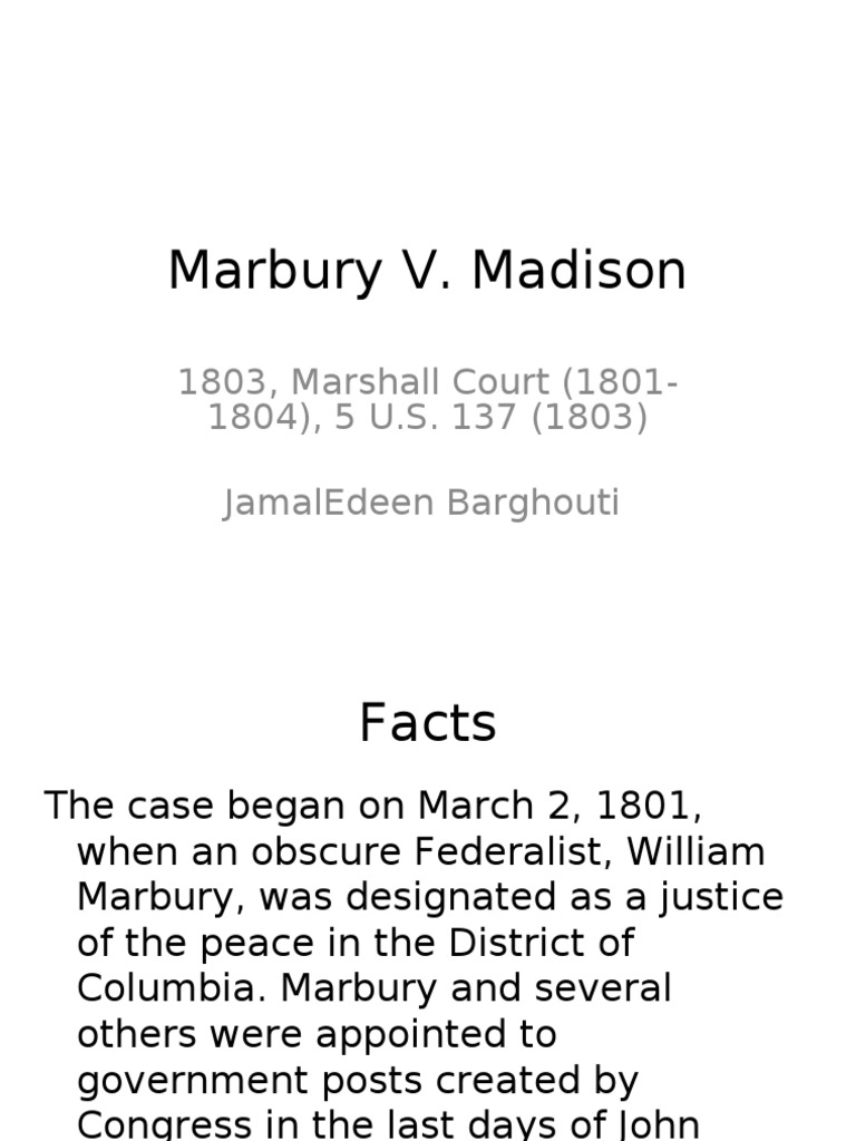Marbury v. Madison: Judicial Review Explained | PDF