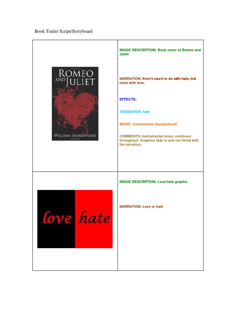 Storyboard Romeo and Juliet | PDF | Classics