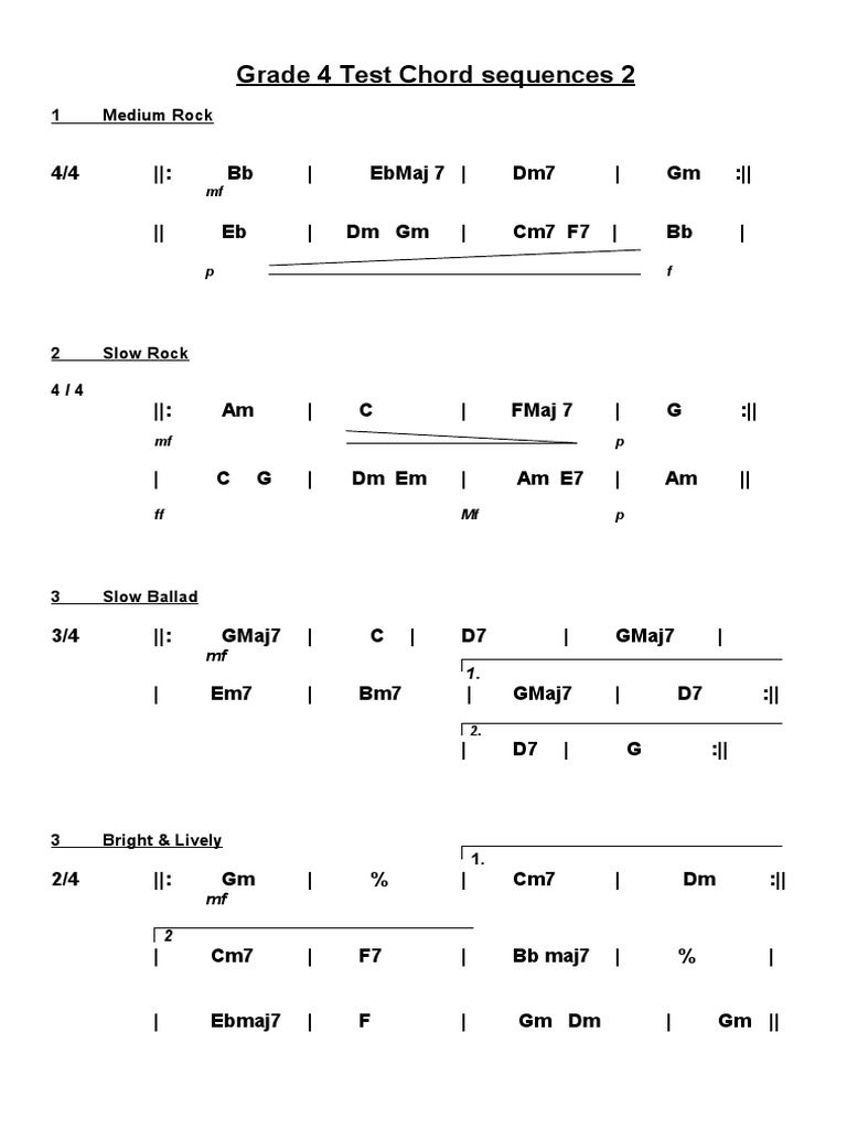 Grade 4 Test Chord Sequences 2 | PDF | Language Arts & Discipline
