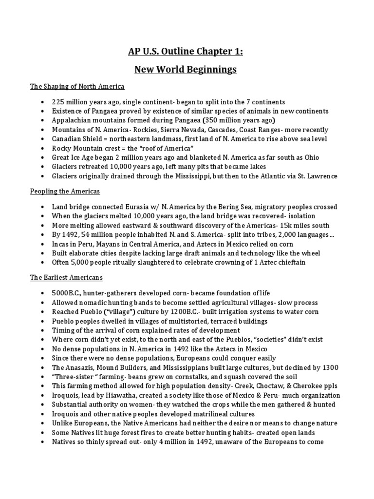 AP US Outline Chapter 1 - New World Beginnings | PDF | Conquistador ...