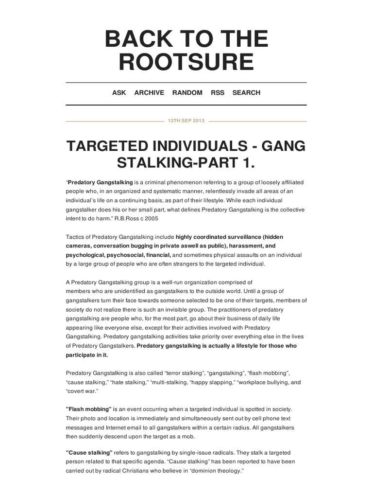 Strahlenfolter Stalking - TI - Targeted Individuals - Gang Stalking ...