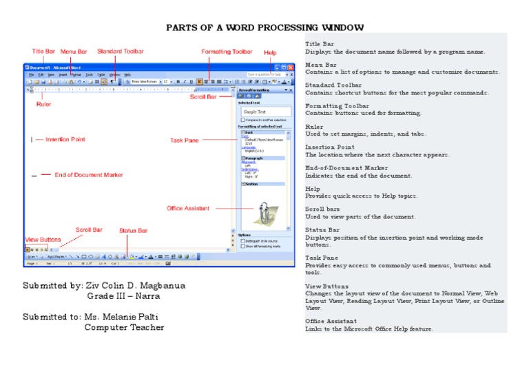 Parts of A Word Processing Window | PDF