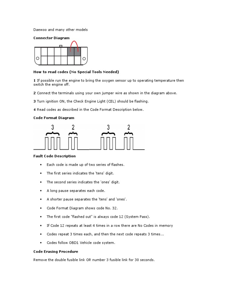 Daewoo Fault Codes | PDF | Electrical Components | Electrical Engineering