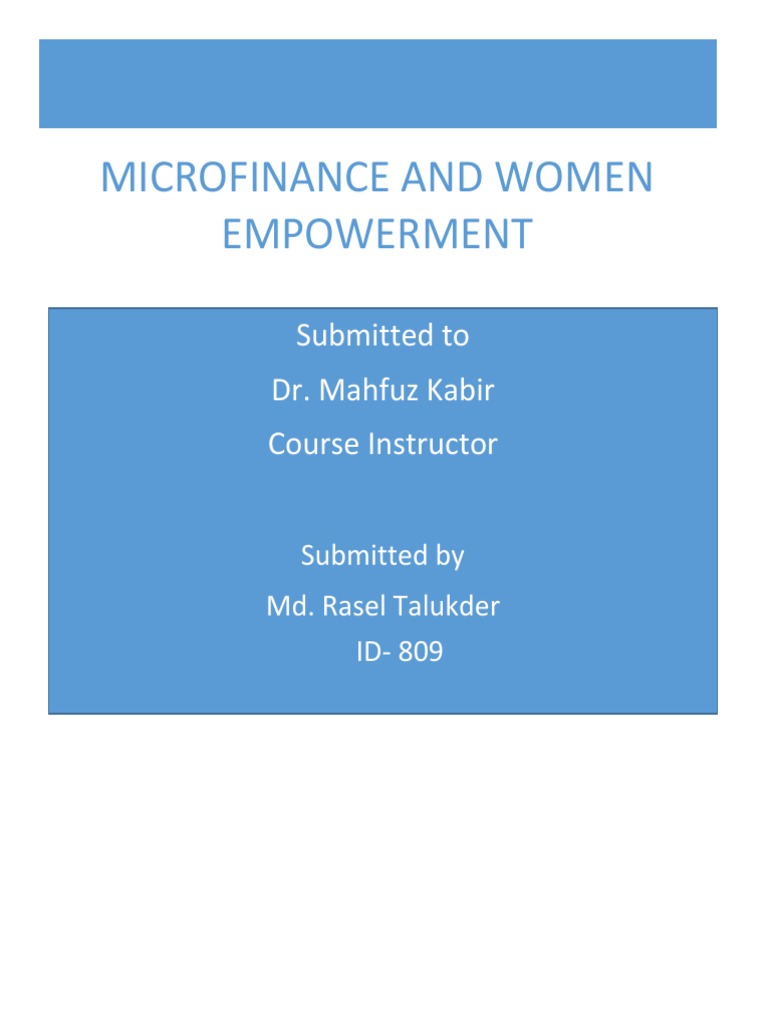 Microfinance and Women Empowerment | Microfinance | Empowerment