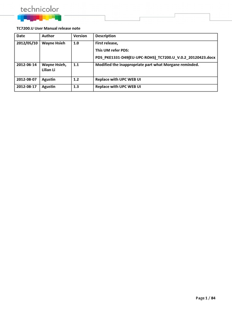 Technicolor TC7200 User Manual | PDF | Port (Computer Networking) | Wi Fi
