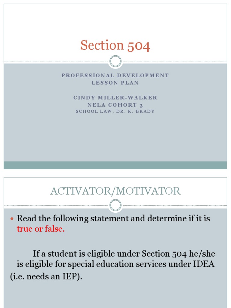 Understanding Section 504 in Education | PDF | Section 504 Of The ...