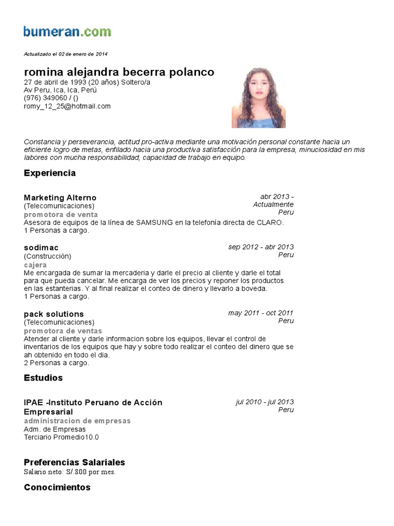 CV Romina Alejandra Becerra Polanco | PDF