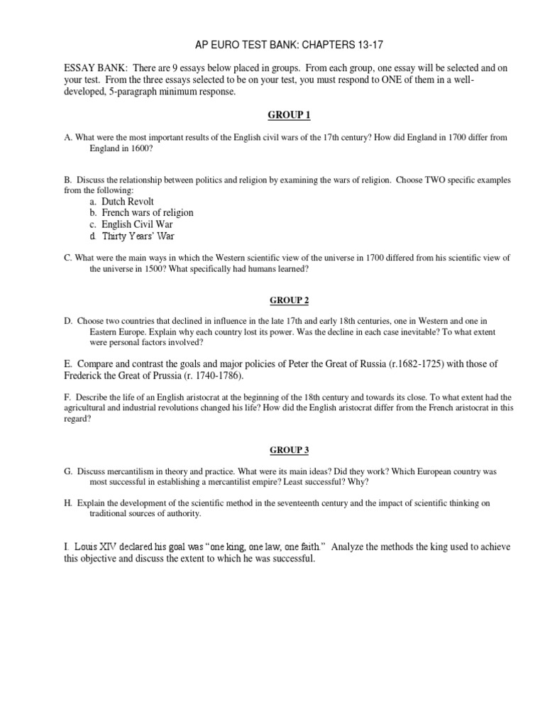 AP Euro Test Chapters 13-17 | PDF | Heliocentrism | Louis Xiv Of France