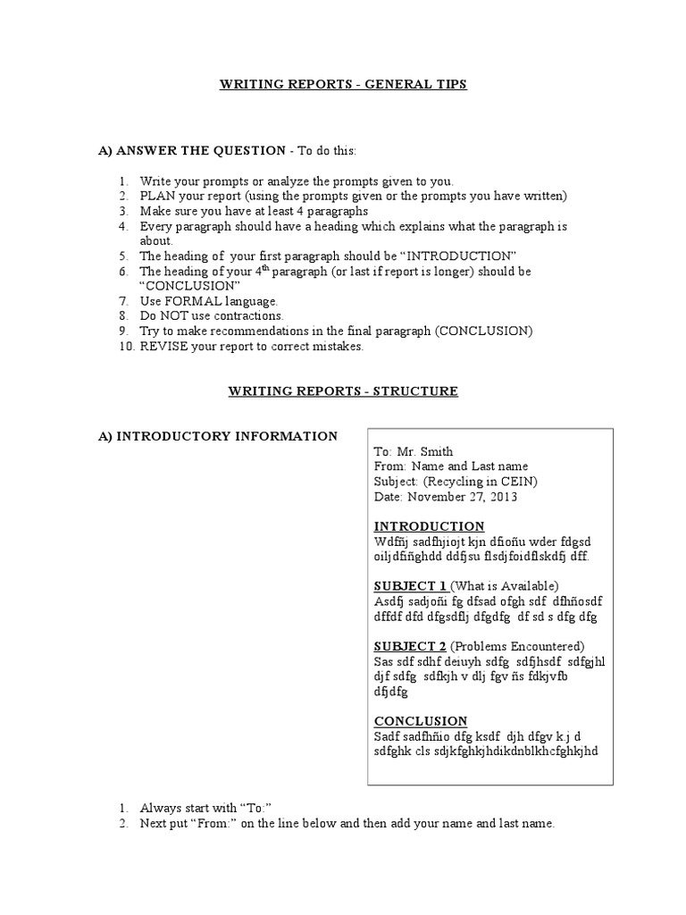 FCE Writing Reports - Tips and Recommendations | PDF | Standardized ...