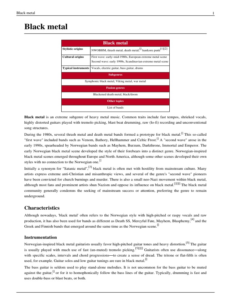 Black Metal | PDF | Heavy Metal Music | Musical Subgenres