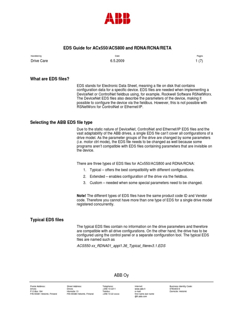 ABB EDS Selection Guide | PDF | Parameter (Computer Programming) | Computer File