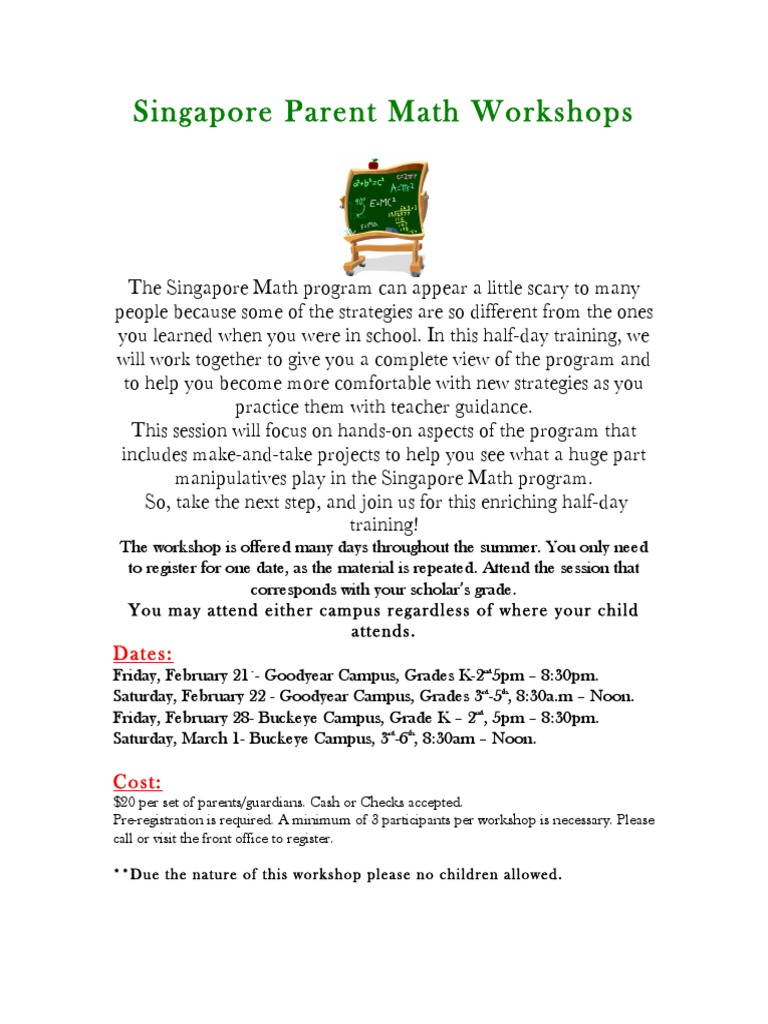 Singapore Parent Math Workshops Feb 14 | PDF | Career & Growth | Business