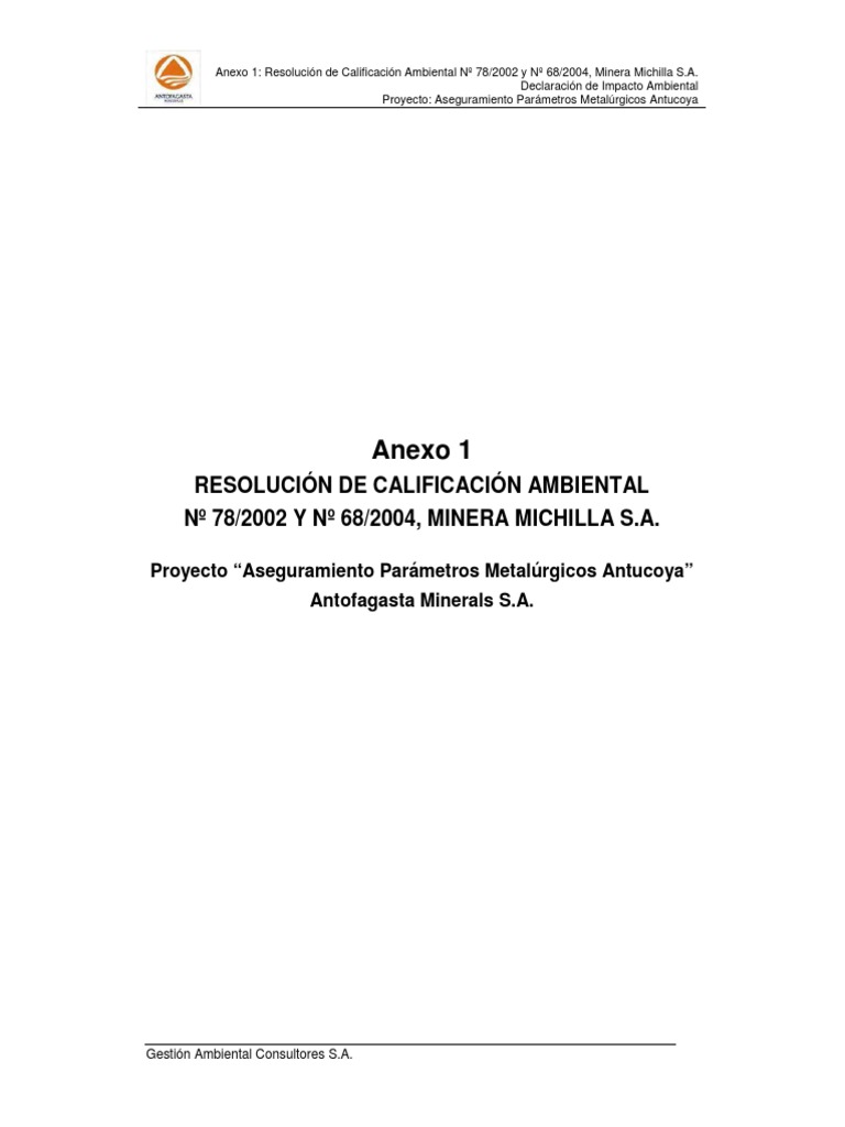 Mapa Minero de Chile: Proyecto Antucoya | PDF | Minería | Evaluación de ...