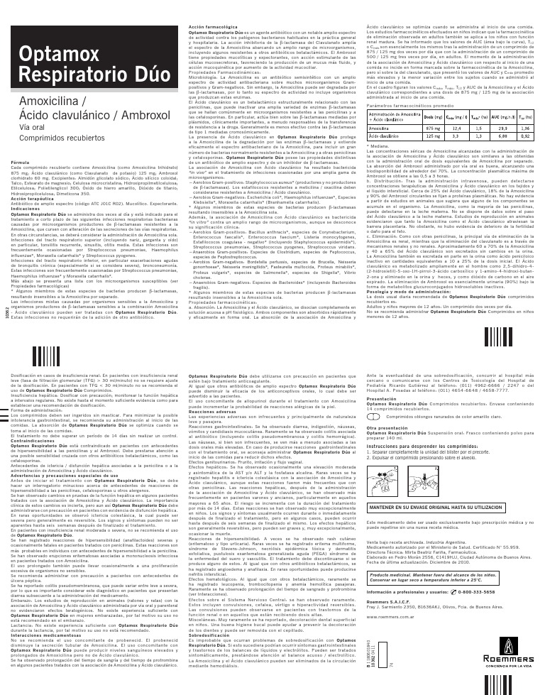 Optamox Respiratorio Duo Comprimidos | PDF | Penicilina | Antibióticos