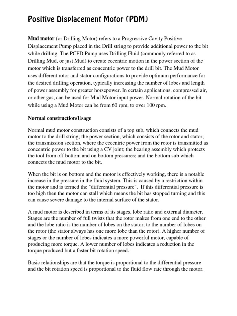 Positive Displacement Motor (PDM) | PDF | Machines | Mechanical Engineering