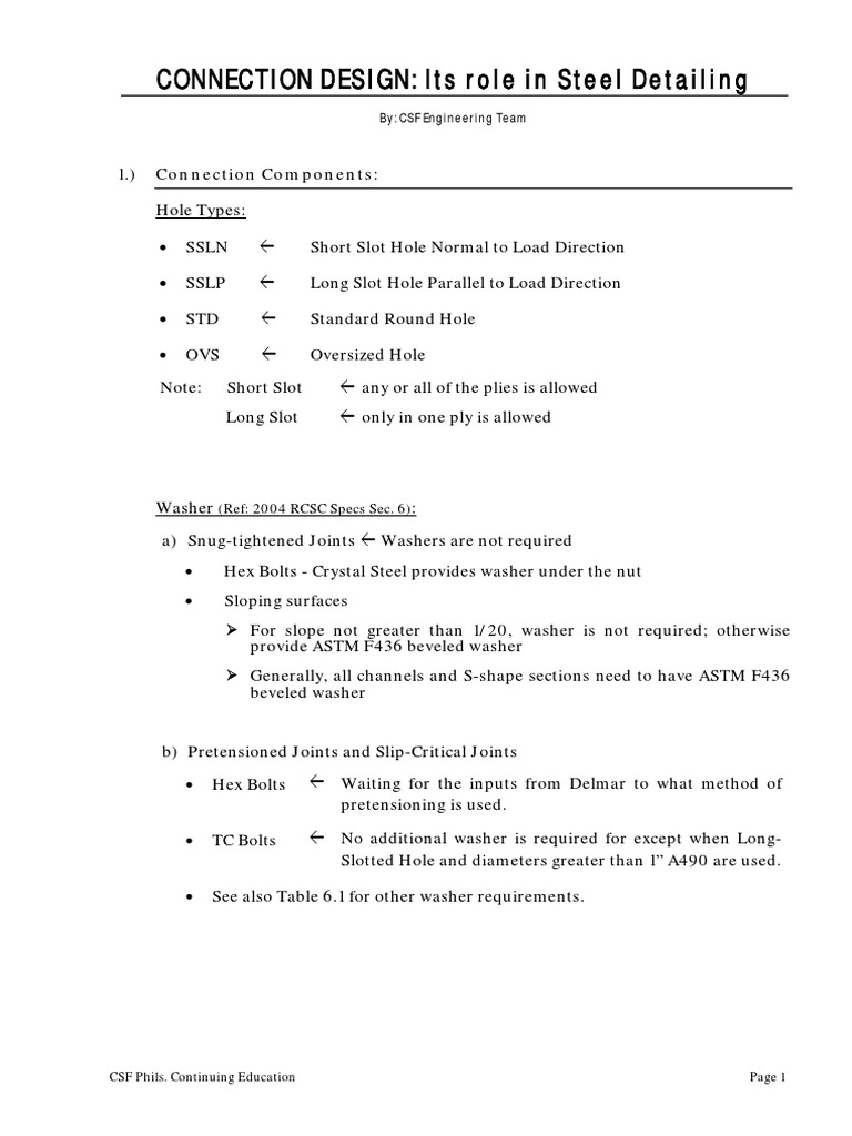 Steel Connection Design in Detailing | PDF | Structural Steel | Screw