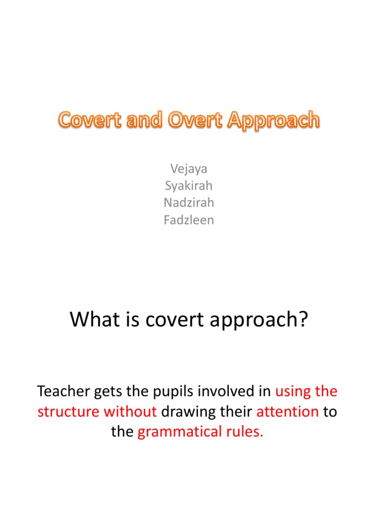 Covert and Overt Approach | Grammar | Inductive Reasoning