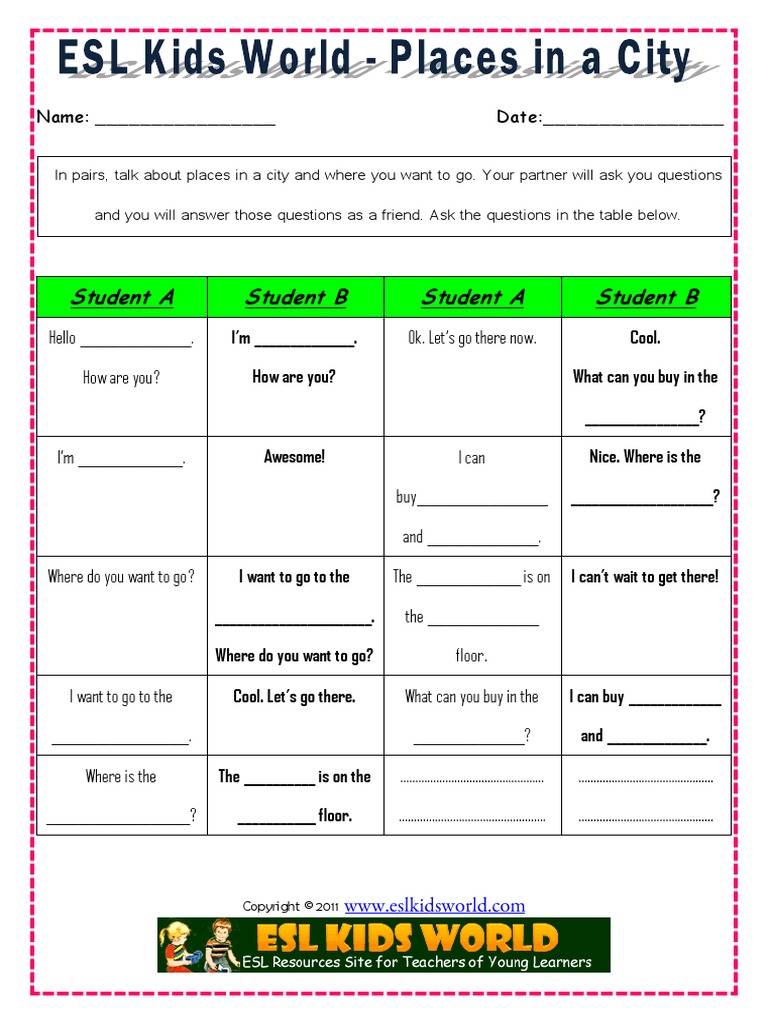 Places in A City Using Interrogatives Role Play | PDF | Career & Growth ...