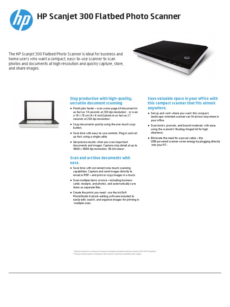HP Scanjet 300 Flatbed Photo Scanner | PDF | Image Scanner | Computer ...