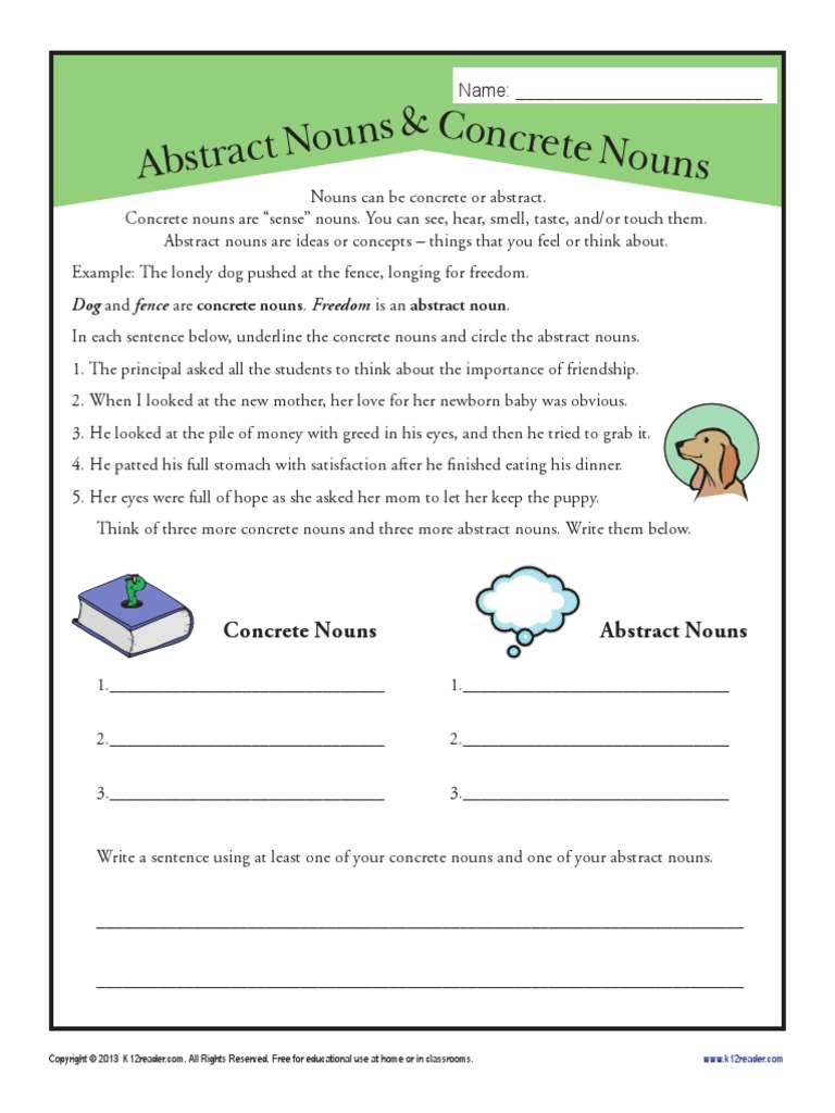 Abstract Concrete Nouns | PDF | Language Arts & Discipline | Self ...