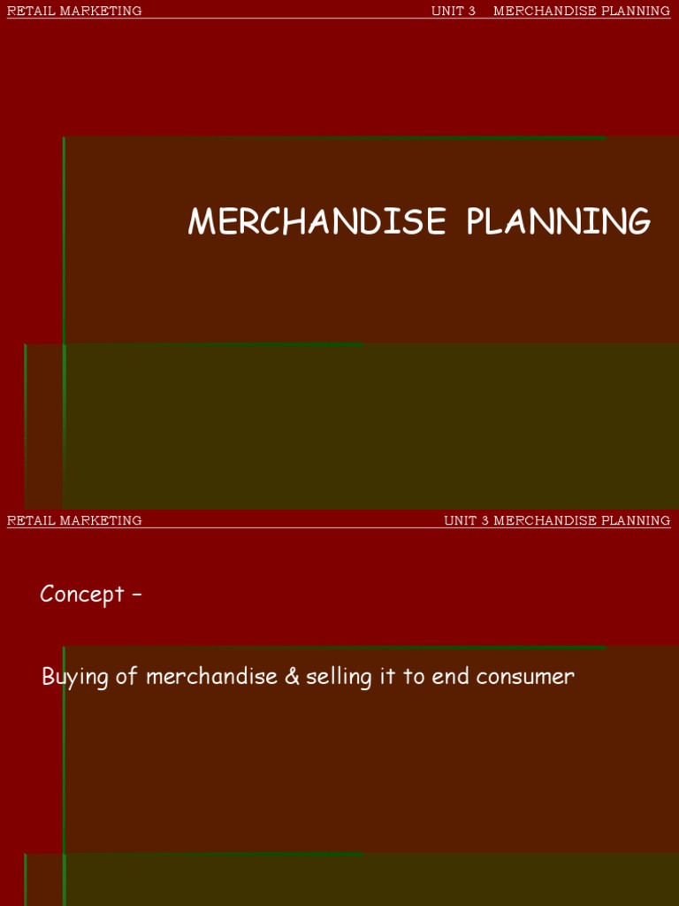 Merchandise Planning | PDF | Merchandising | Retail