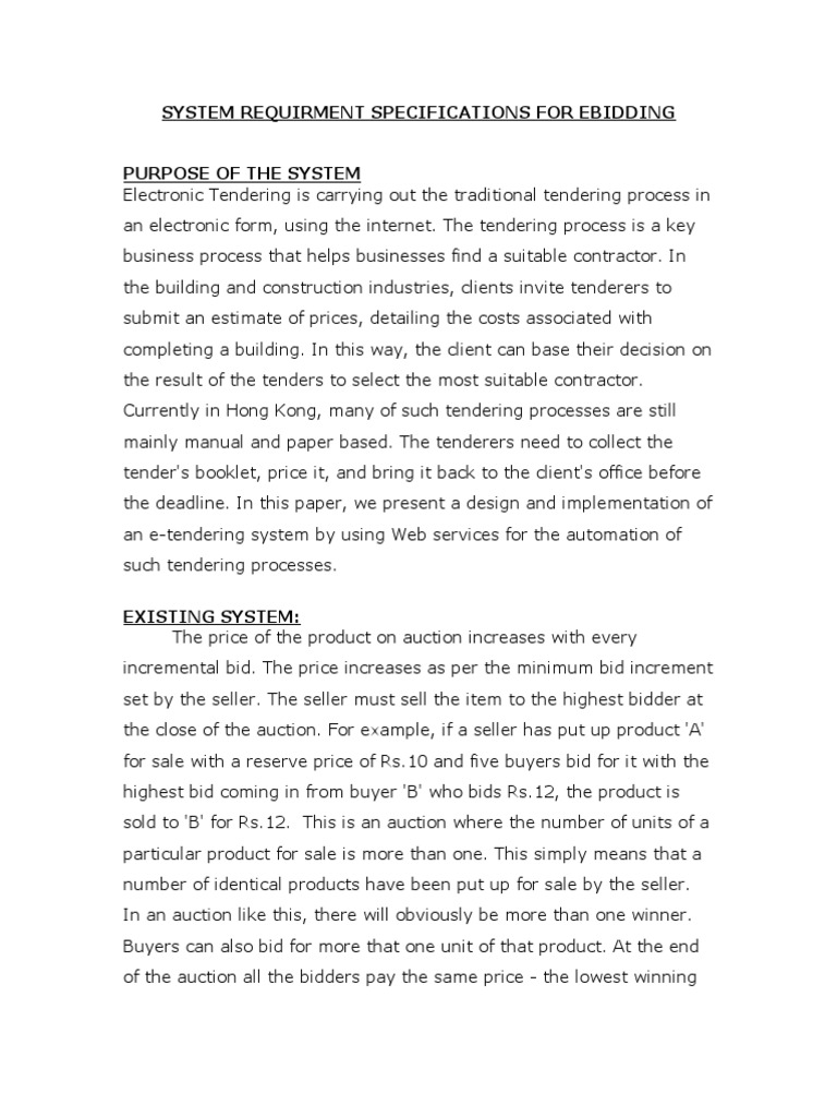 Ebidding SRS | PDF | Auction | Input/Output