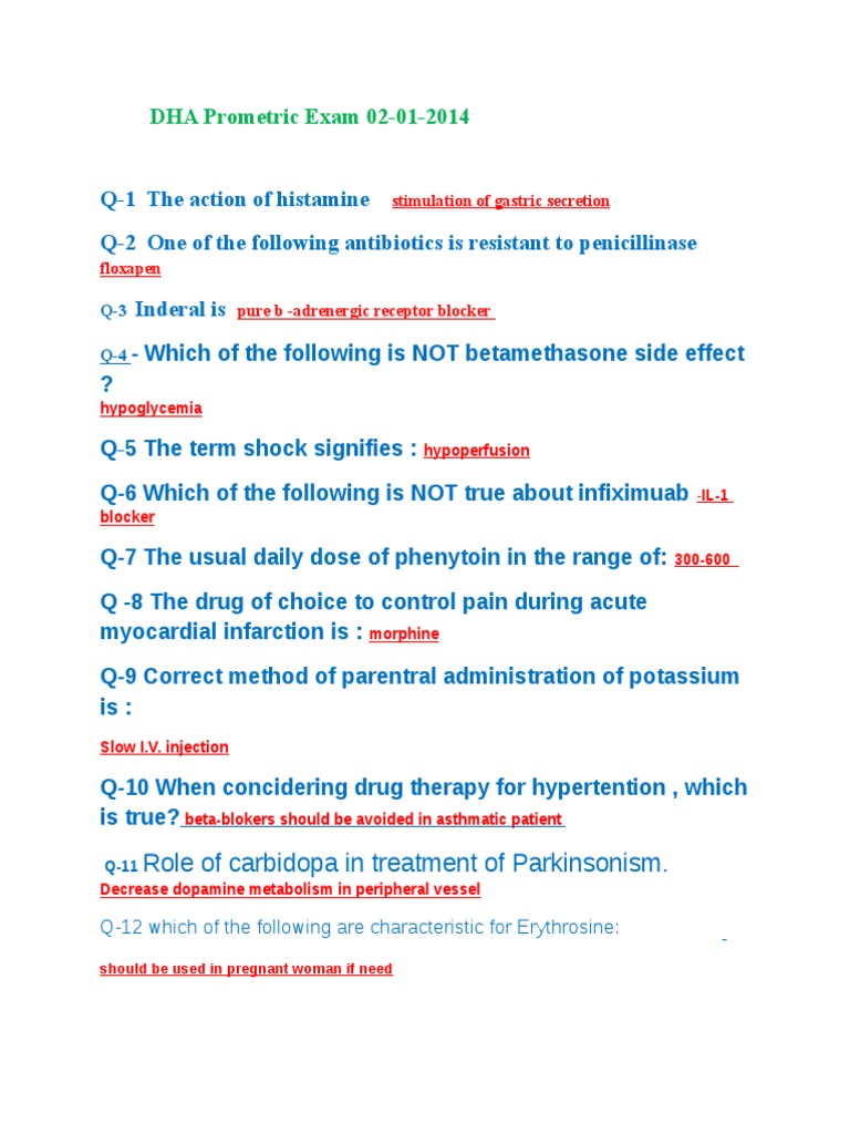 DHA Prometric 02-01-2014 | PDF | Drugs | Pharmacology