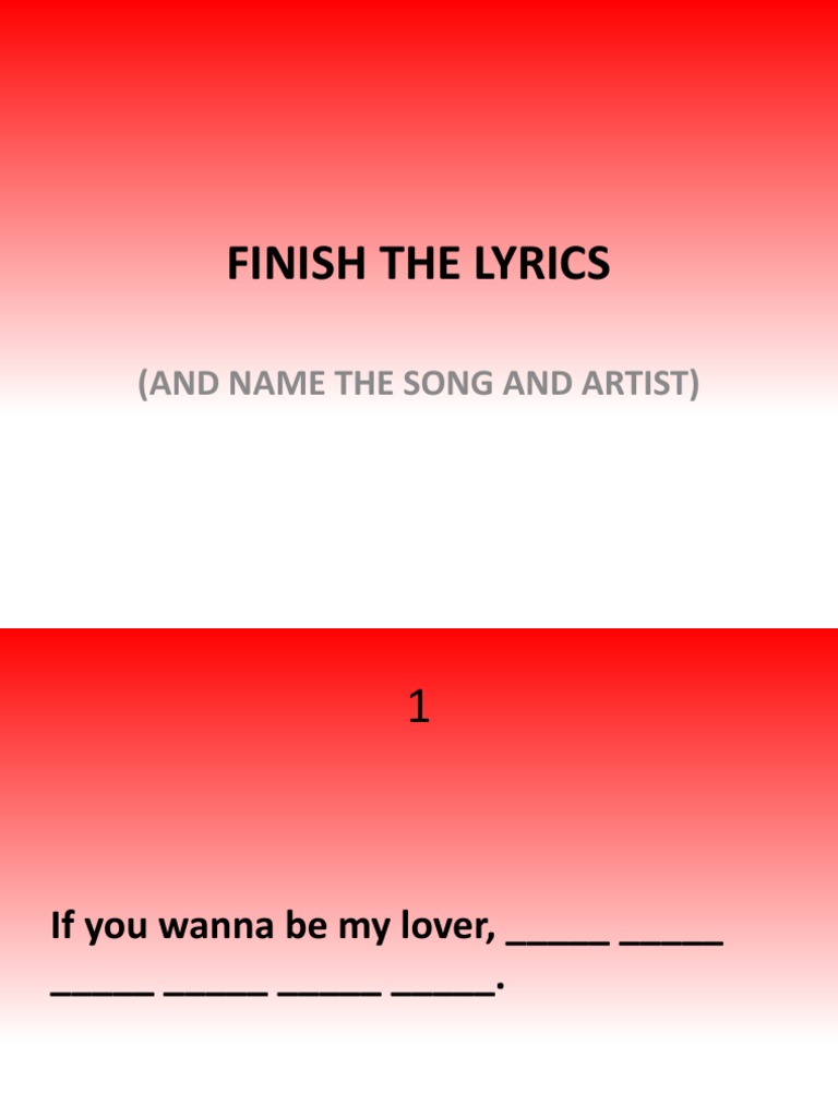 Finish the Lyrics | Musicians | Music Industry