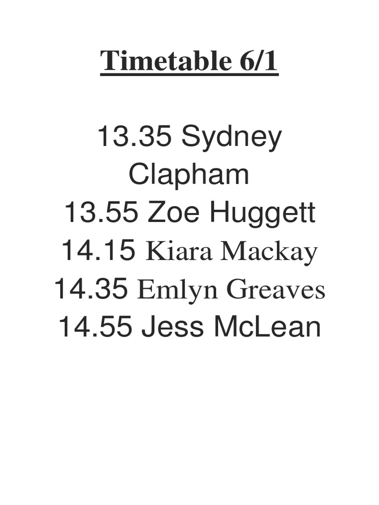 Timetable 6 | PDF