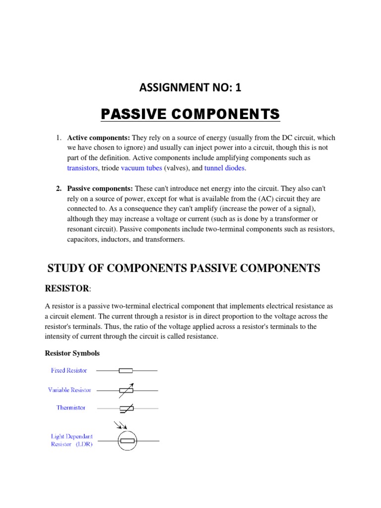 Passive Components | PDF | Capacitor | Passivity (Engineering)