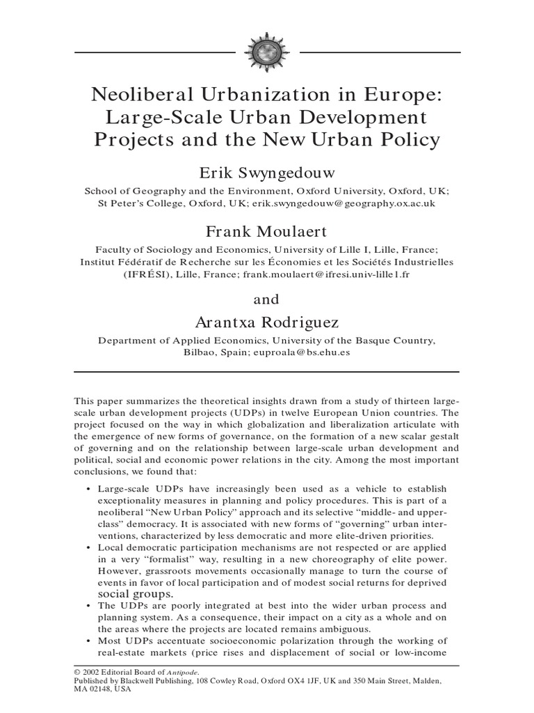 Neoliberal Urbanization in Europe: Large Scale Urban Development ...