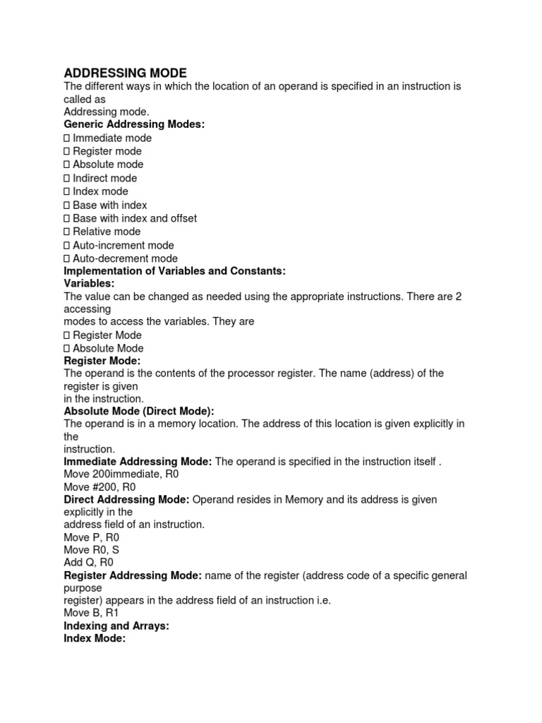 Addressing Mode | PDF | Computer Science | Areas Of Computer Science