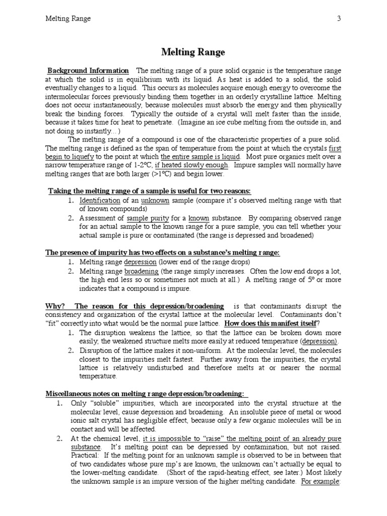 Melting Range | PDF | Melting Point | Thermodynamics