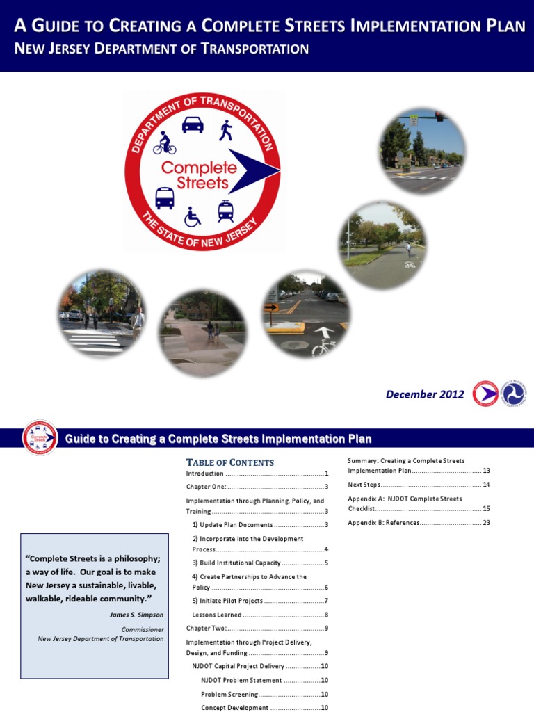 NJDOT Complete Streets Implementation Guide | Policy | Cycling ...